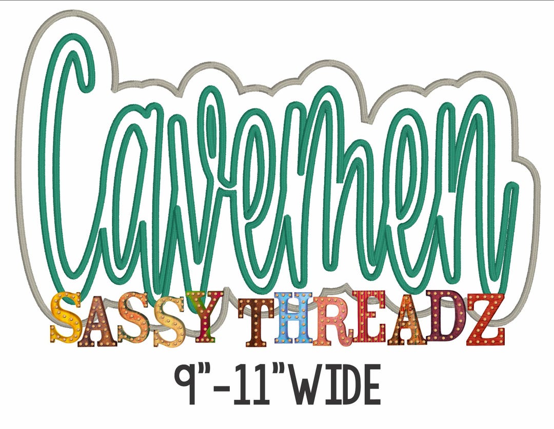Satin Stitch Cavemen Double Stacked Script Applique Embroidery Download ...