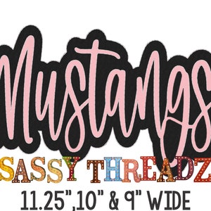 Bean Stitch Mustangs Double Stacked Script Applique Embroidery Download ...