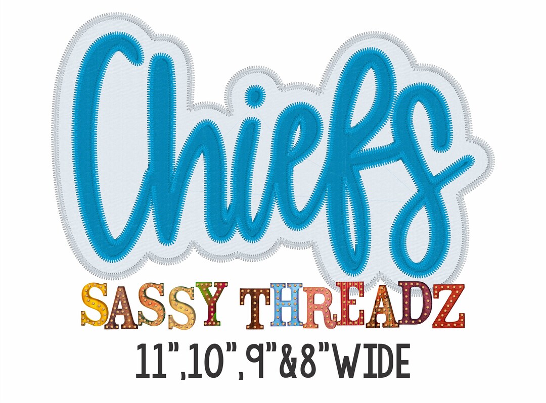 Chiefs Zig Zag Double Stacked Script Applique Embroidery Download - Etsy