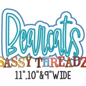 Satin Stich Bearcats Script Double Stacked Applique Embroidery Download ...