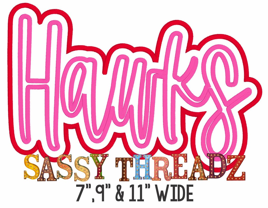 Satin Stitch Hawks Double Stacked Script Applique Embroidery Download ...
