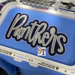 Satin Stitch Panthers Double Stacked Script Applique Embroidery ...