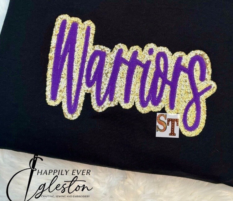 Bean Stitch Warriors Double Stacked Script Applique Embroidery Download ...