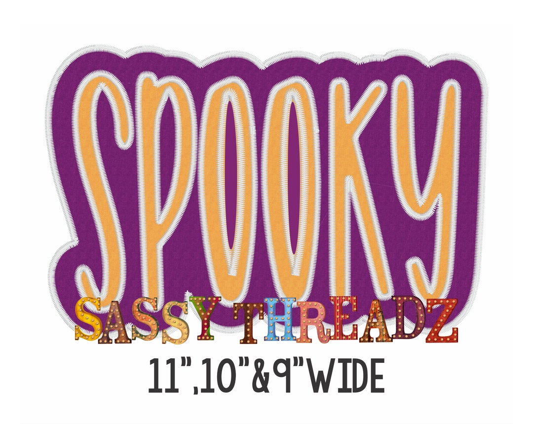 Spooky Double Stacked Zig Zag Script Applique Embroidery Download Etsy 