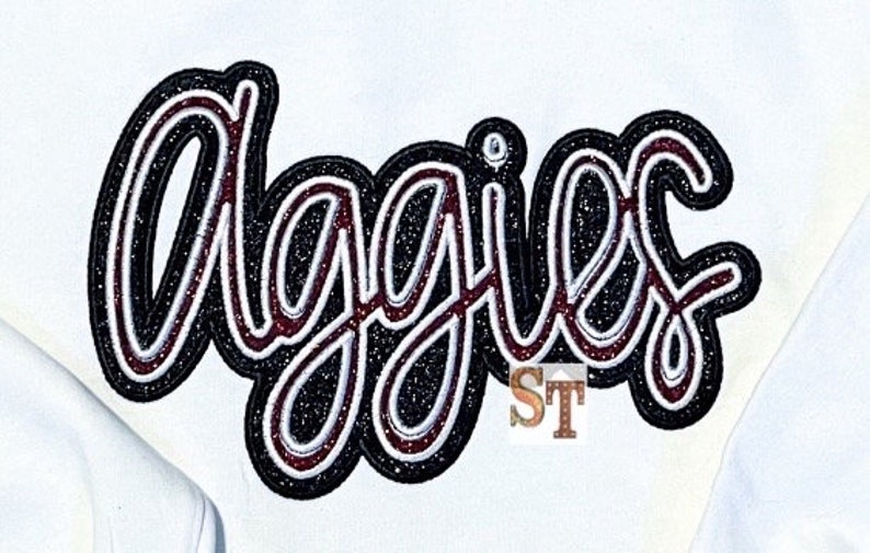 Satin Stitch Aggies Double Stacked Script Applique Embroidery Download ...