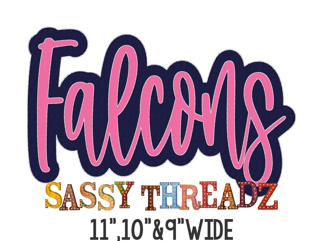 Bean Stitch Falcons Double Stacked Script Applique Embroidery Download - Etsy