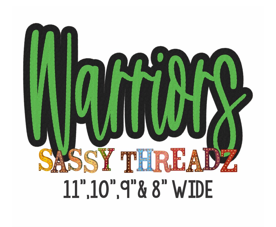 Bean Stitch Warriors Double Stacked Script Applique Embroidery Download ...