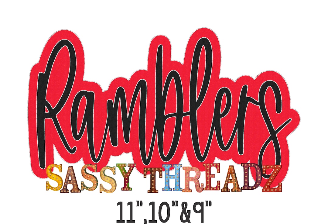 Ramblers Bean Stitch Double Stacked Script Applique Embroidery Download ...