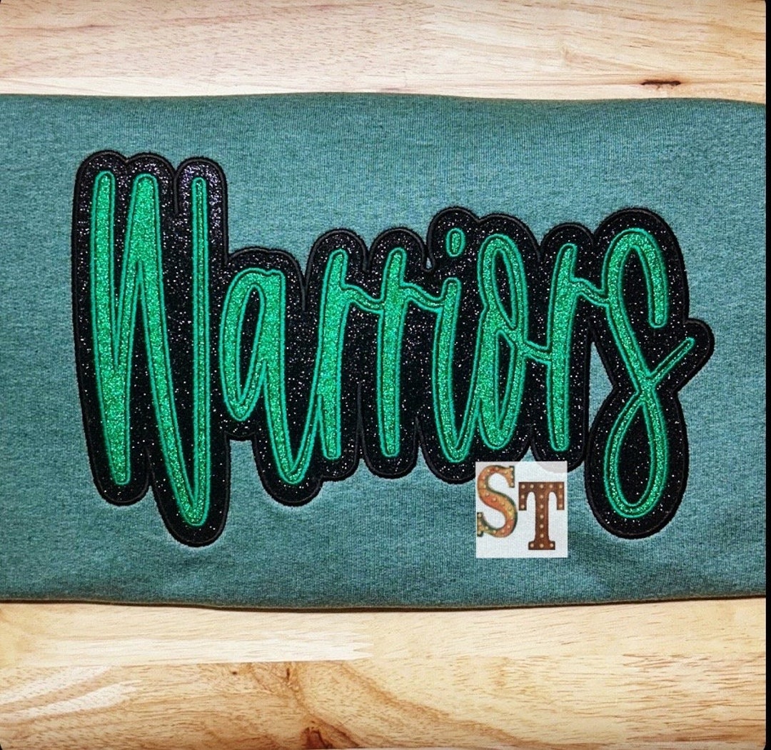 Satin Stitch Warriors Double Stacked Script Applique Embroidery ...