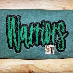 Satin Stitch Warriors Double Stacked Script Applique Embroidery ...