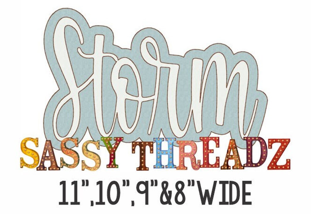 Storm Bean Stitch Double Stacked Script Applique Embroidery Download - Etsy