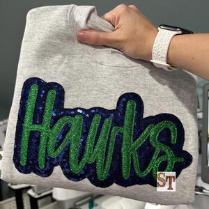 Bean Stitch Hawks Double Stacked Script Applique Embroidery Download - Etsy