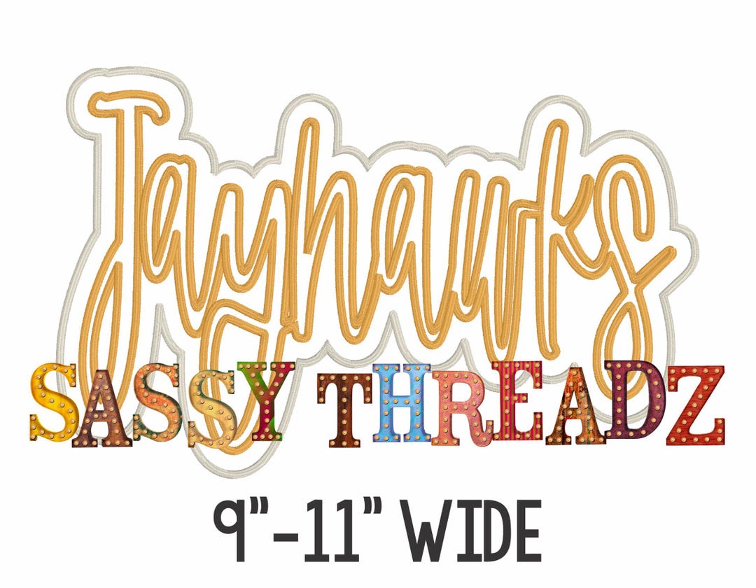 Jayhawks Satin Stitch Double Stacked Script Applique Embroidery Download - Etsy