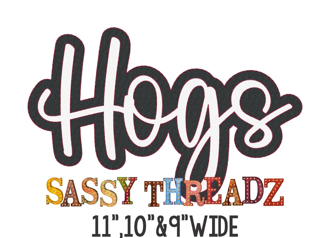Hogs Bean Stitch Double Stacked Script Applique Embroidery Download - Etsy