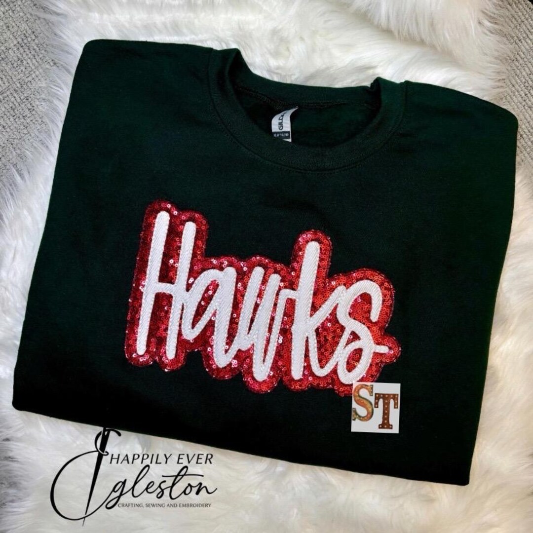 Bean Stitch Hawks Double Stacked Script Applique Embroidery Download - Etsy