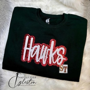 Bean Stitch Hawks Double Stacked Script Applique Embroidery Download - Etsy