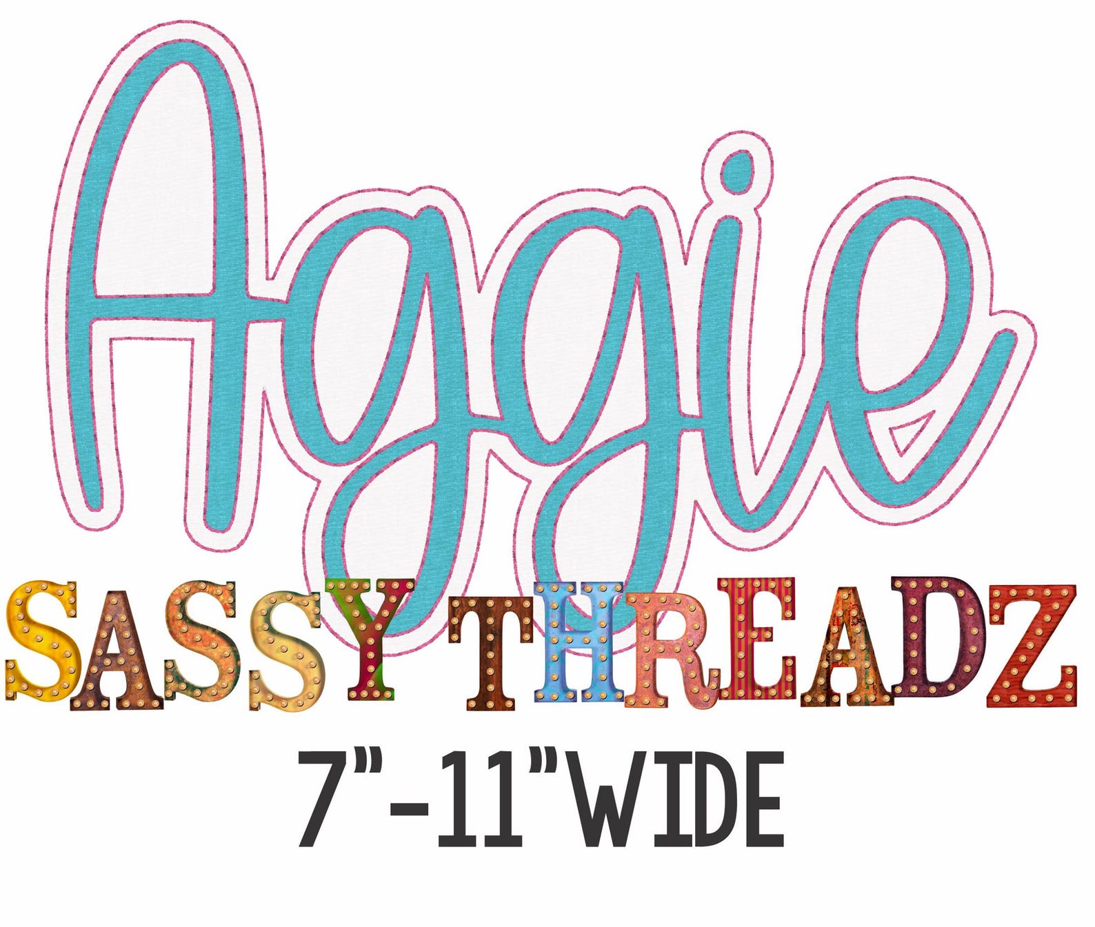 Bean Stitch Aggie Double Stacked Script Applique Embroidery Download - Etsy