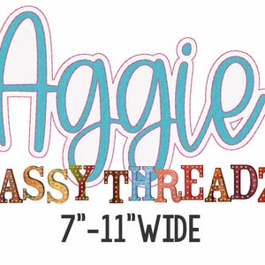 Bean Stitch Aggie Double Stacked Script Applique Embroidery Download - Etsy