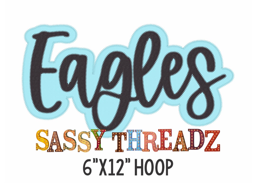 Eagles Zig Zag Double Stacked Script Applique Embroidery Download - Etsy