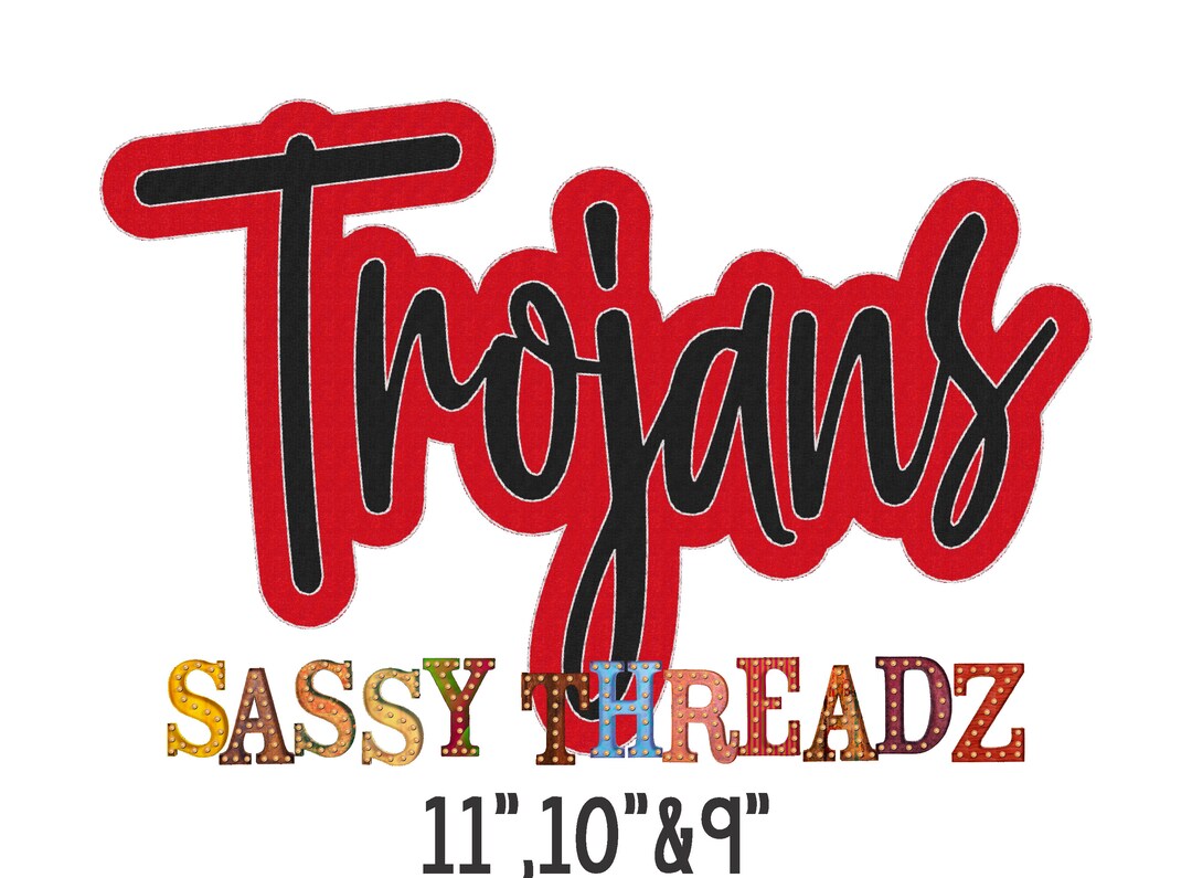 Trojans Bean Stitch Double Stacked Script Applique Embroidery Download - Etsy
