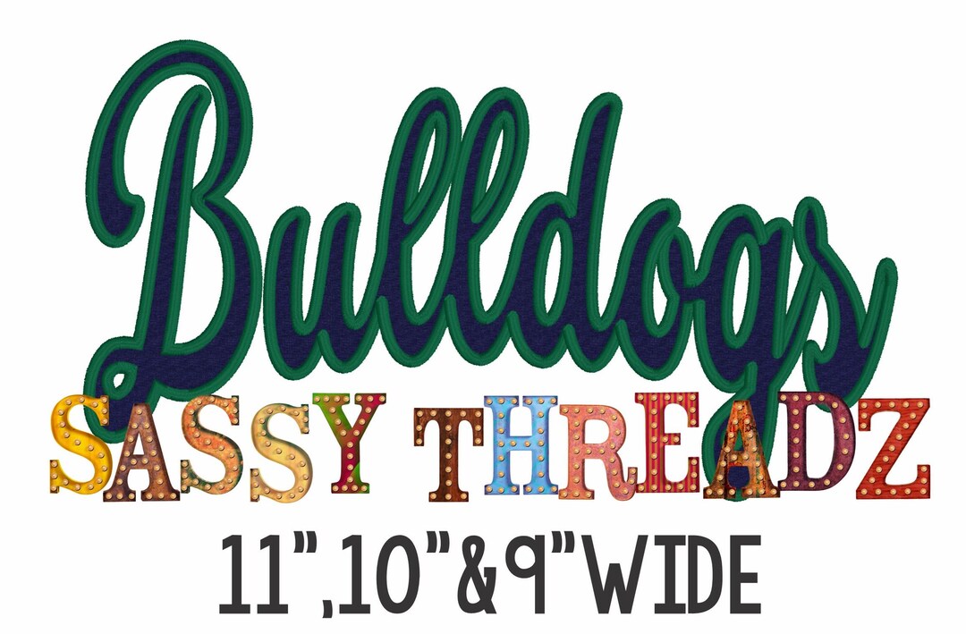 Satin Stitch Bulldogs Script Applique Embroidery Download - Etsy