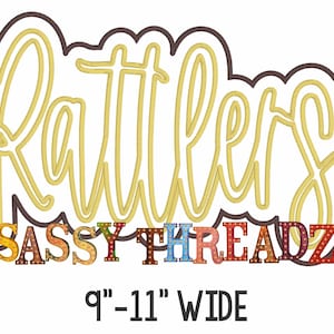 Satin Stitch Rattlers Double Stacked Script Applique Embroidery ...