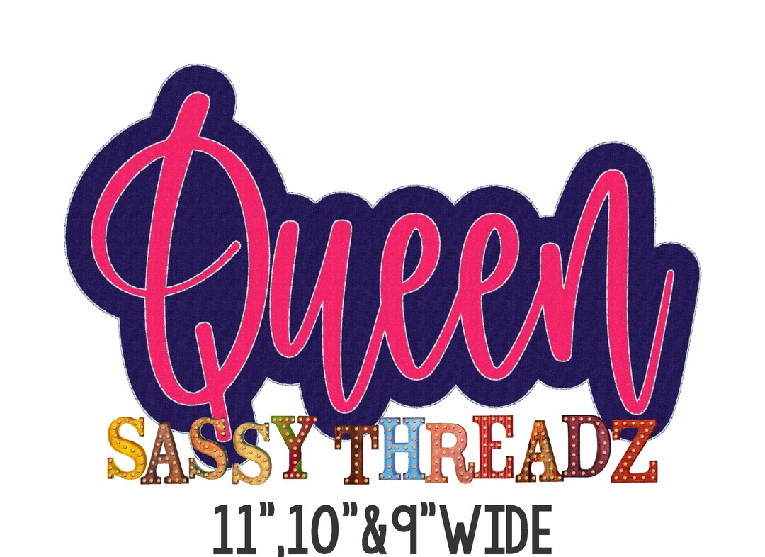 Queen Bean Stitch Double Stacked Script Applique Embroidery Download - Etsy