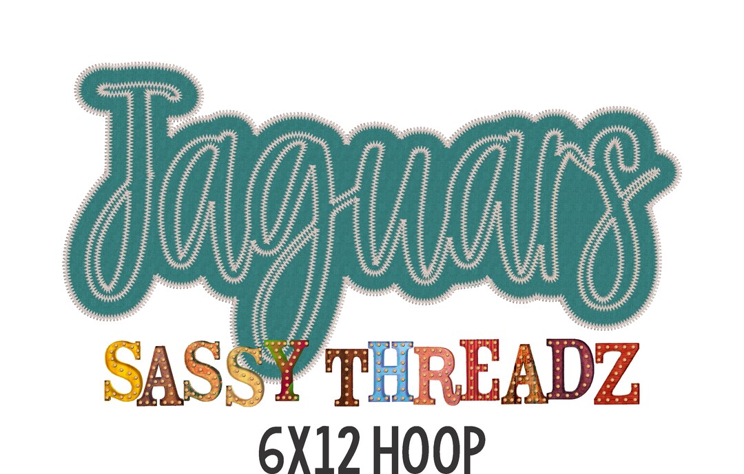 Zig Zag Jaguars Double Stacked Script Applique Embroidery Download - Etsy