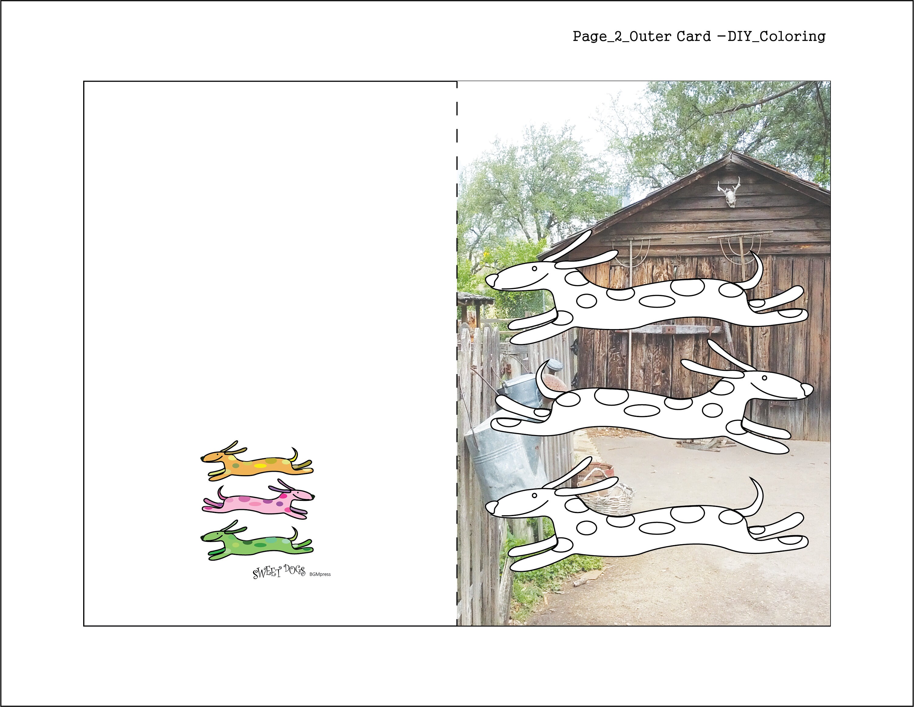 PRINTABLE Birthday Coloring Card, Sweet Dogs, Animal, Unique Card, Kids ...