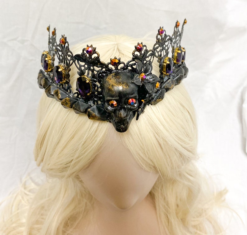 Dark Queen Crown Skull Tiara Crown Black Crown Black Wedding Handmade ...