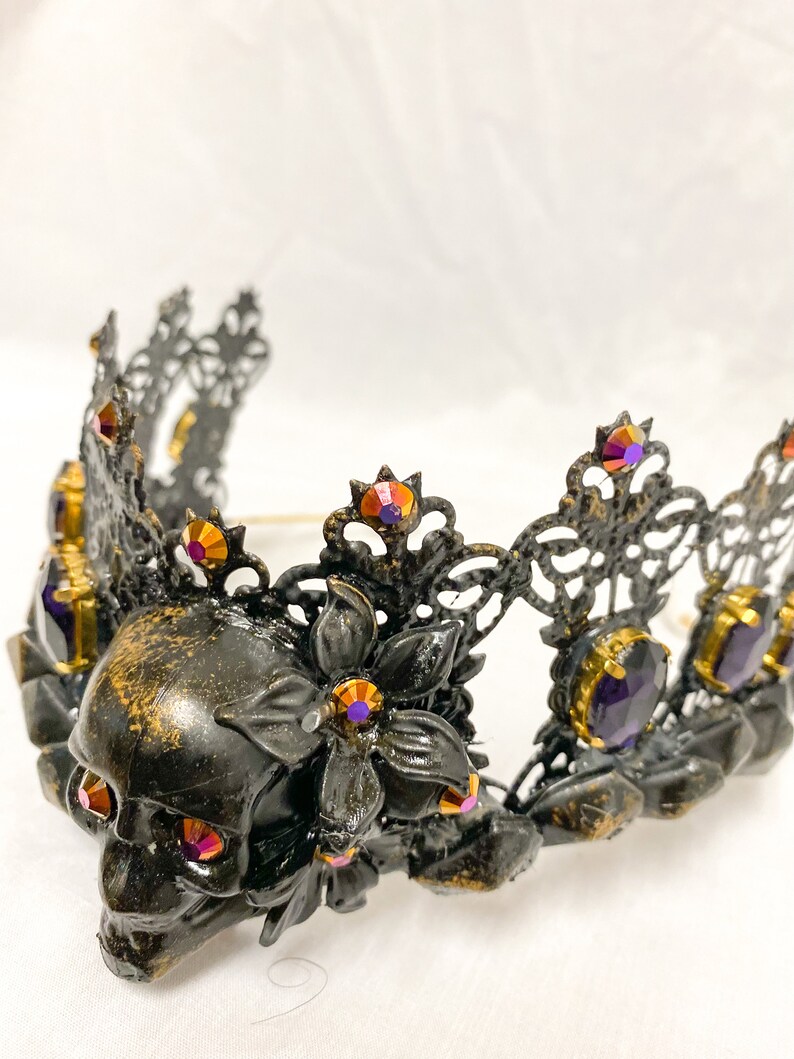 Dark Queen Crown Skull Tiara Crown Black Crown Black Wedding Handmade ...