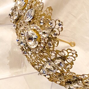 Gold Crystal Crown - Bridal Crown- Wedding Headpiece - Handmade Crown ...