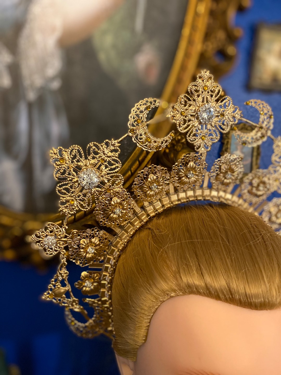 Moon Goddess Crown Gold Halo Goddess Headdress Crystal - Etsy