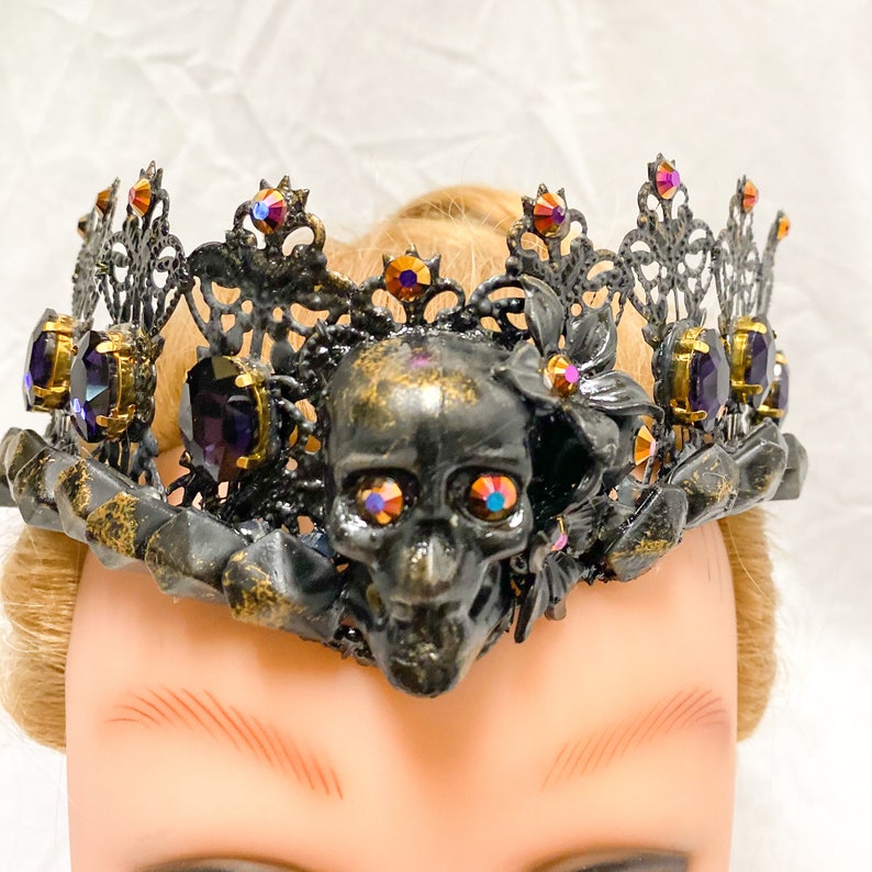 Dark Queen Crown Skull Tiara Crown Black Crown Black Wedding Handmade ...