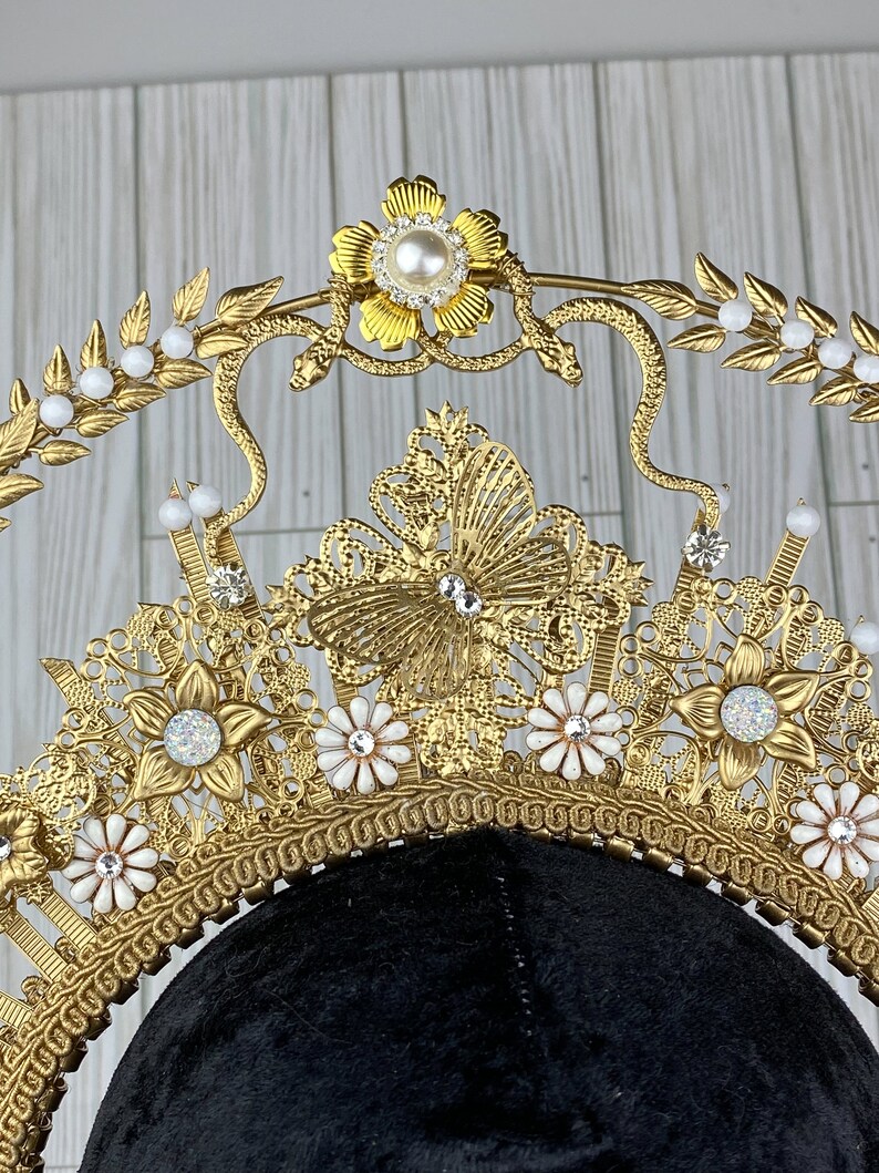 Goddess Halo Crown Snakes & Butterflies Tiara Bridal Crown - Etsy