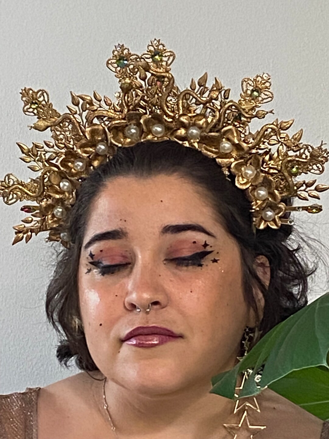 Medusa Crown - Gold Halo - Goddess Headdress - Crystal Crown - Halo ...