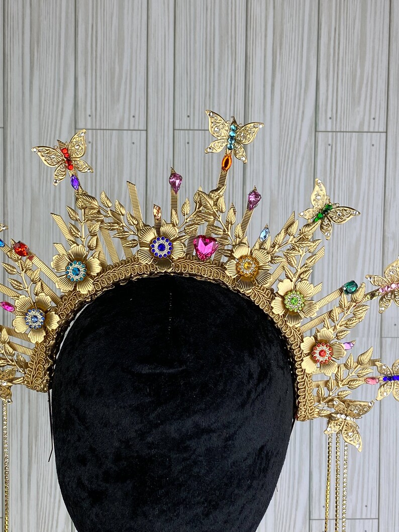 Enchanted Forest Halo Crown Butterfly Crown Bridal Crown Garden Wedding ...