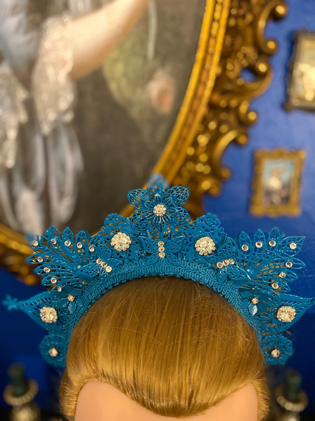 Goddess Crown - Blue Halo - Goddess Headdress - Crystal Crown - Halo ...