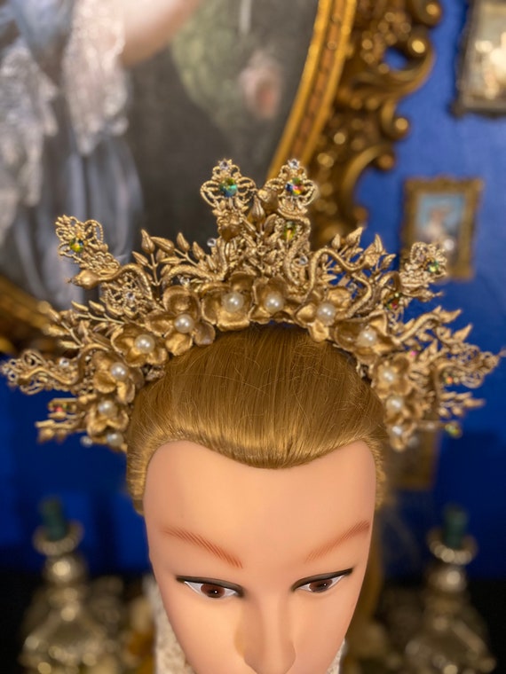 Medusa Crown Gold Halo Goddess Headdress Crystal Crown - Etsy