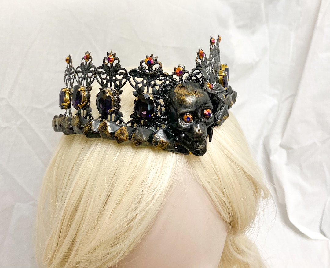Dark Queen Crown Skull Tiara Crown Black Crown Black Wedding Handmade ...