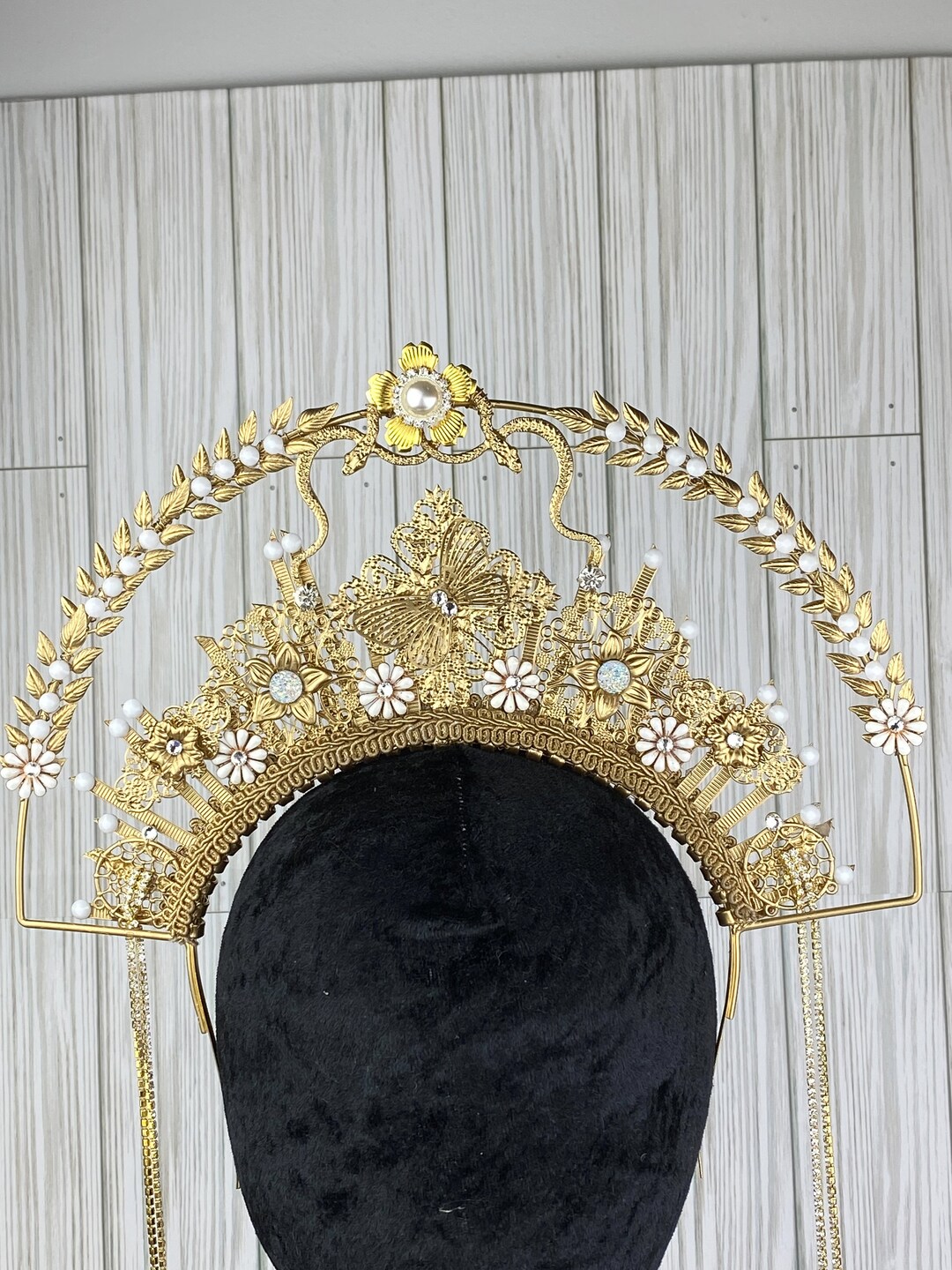 Goddess Halo Crown - Snakes & Butterflies Crown - Bridal Crown ...