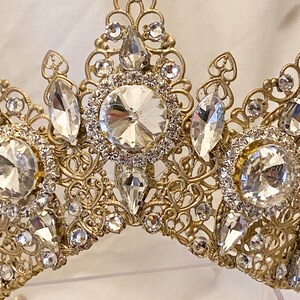 Gold Crystal Crown - Bridal Crown- Wedding Headpiece - Handmade Crown ...