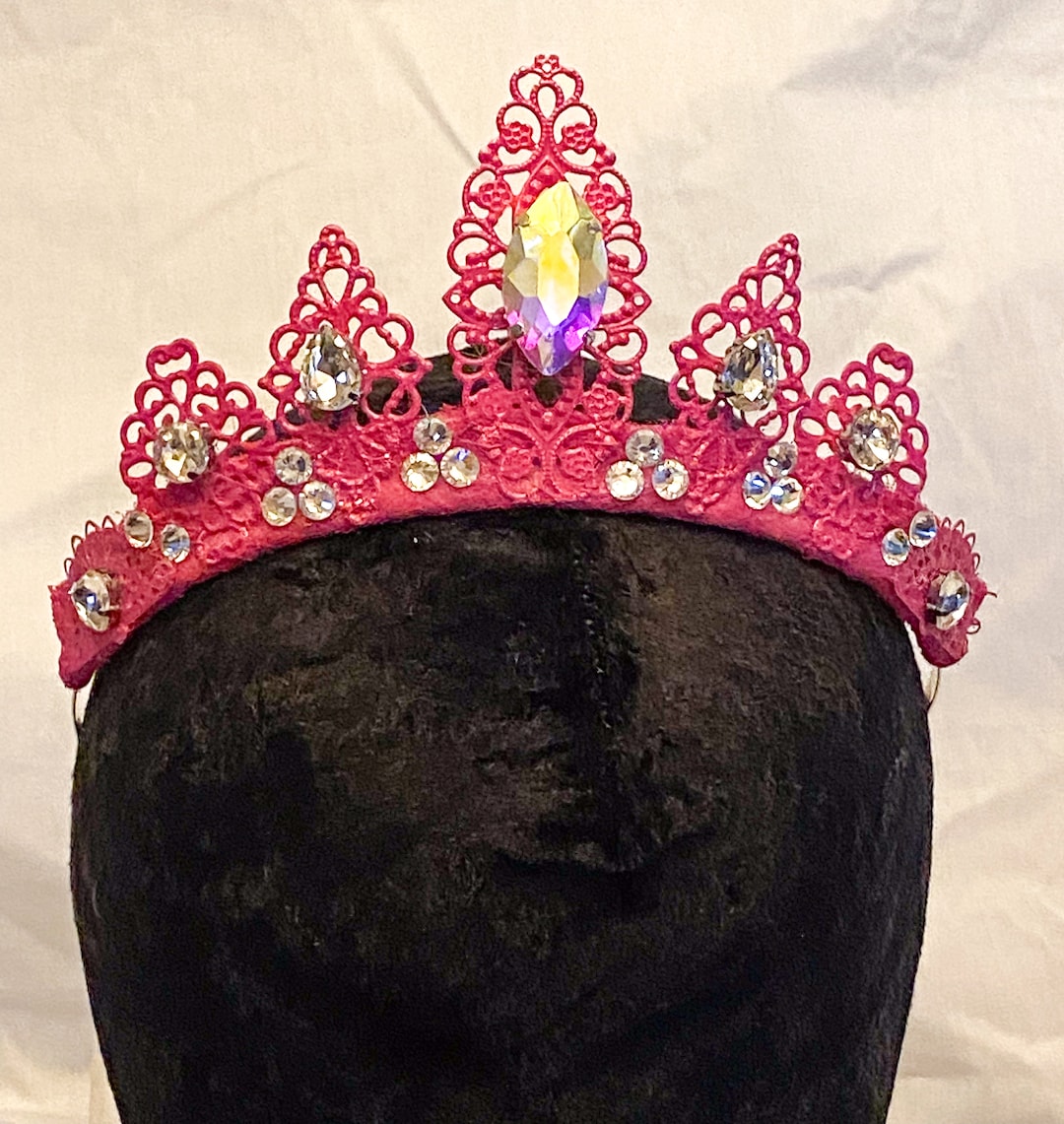 Bright Pink Crystal Crown - Bridal Crown- Wedding Headpiece - Handmade ...