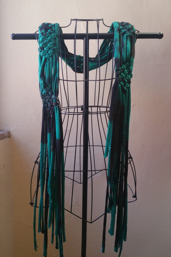 Items similar to Macrame Jersey Knit Scarf on Etsy