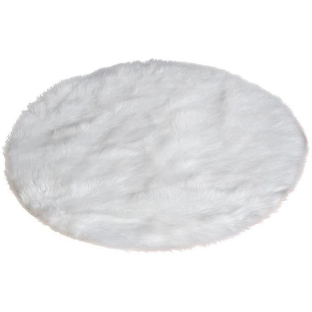 Round Pure White Faux Fur Rug - Etsy