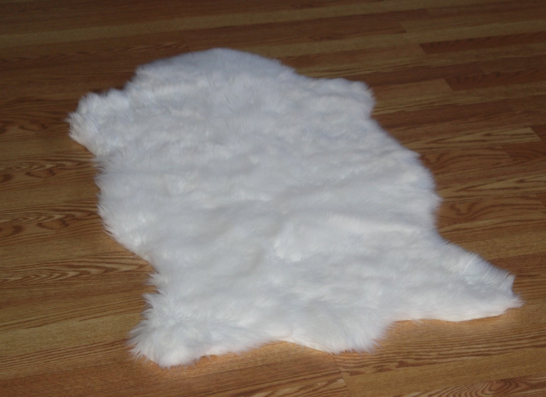 White Bear Skin Shape Faux Fur Rug - Etsy