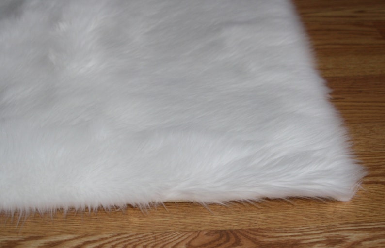 5' X 8' PURE WHITE Soft Faux Fur Rug Non-slip Anti Microbacterial Foam ...