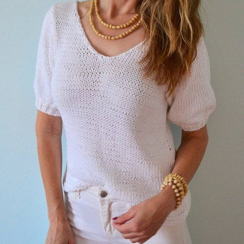 KNITTING PATTERN DIY the Bella Short Sleeve Cotton Top - Etsy