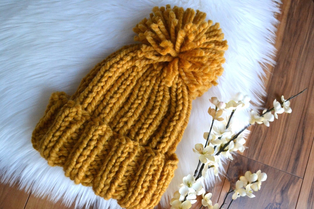 KNITTING PATTERN DIY the Simple Fold Over Beanie, Simple Knit Hat, Easy ...