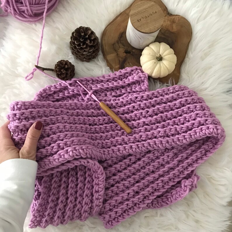 DIY Crochet Pattern Chunky Crochet Ribbed Scarf Women's | Etsy